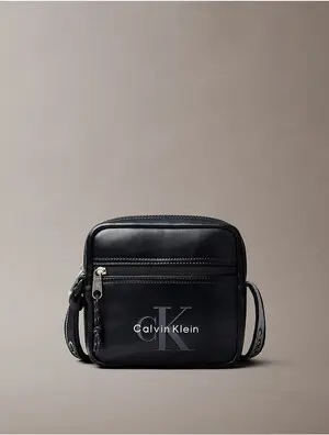 Calvin Klein Bold Monologo Webbing Strap Crossbody Bag - Black
