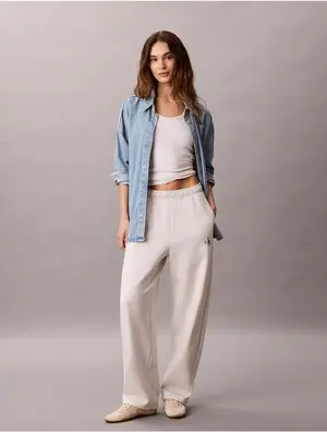 Calvin Klein Monologo Fleece Barrel Pants - Light Grey Heather