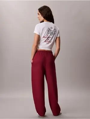 Calvin Klein Monologo Wide Leg Pants - Rhododendron