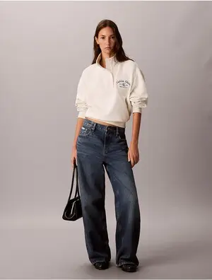 Calvin Klein Stitch Arch Logo Fleece Sweatshirt - Tofu