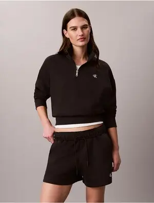 Calvin Klein Monogram Logo Fleece Sweatshirt - Black