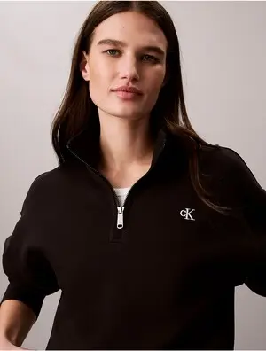 Calvin Klein Monogram Logo Fleece Sweatshirt - Black