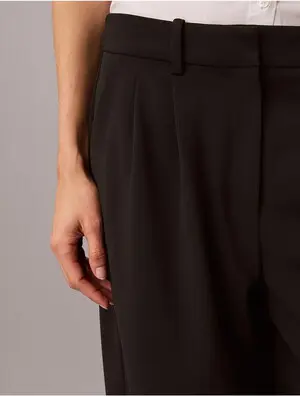 Calvin Klein Stretch Crepe Wide Leg Trousers - Black