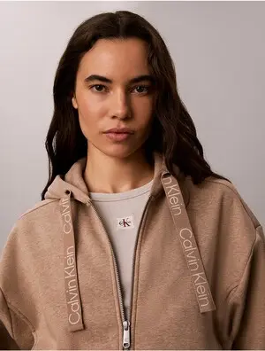 Calvin Klein Logo Tape Fleece Hoodie - Amphora