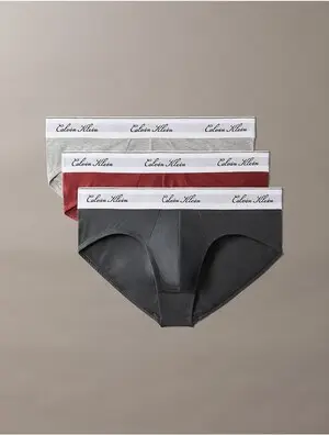 Calvin Klein Icon Cotton Stretch Script 3-pack Hip Brief - Volcanic Ash Multi