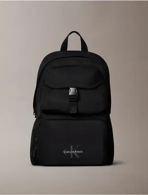 Calvin Klein Bold Monologo Double Pocket Backpack - Black