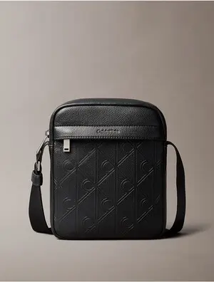 Calvin Klein Debossed Emblem Logo Reporter Bag - Black