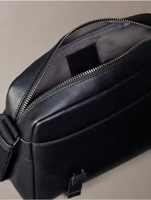 Calvin Klein Emblem Logo Hardware Flap Messenger Bag