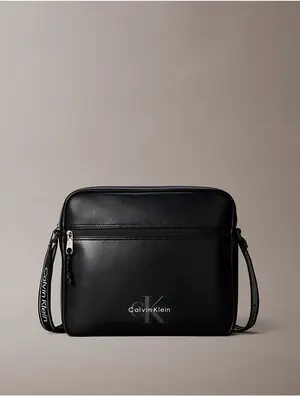 Calvin Klein Bold Monologo Webbing Strap Flight Bag - Black