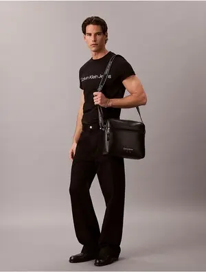 Calvin Klein Bold Monologo Webbing Strap Flight Bag