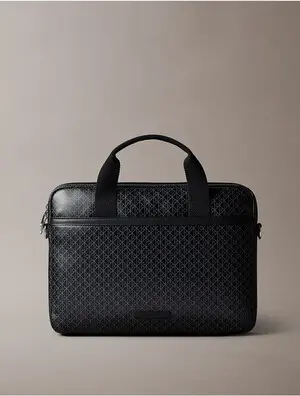 Calvin Klein Coated Emblem Logo Commuter Bag - Black