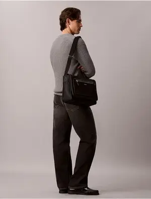 Calvin Klein Hardware Logo Mixed Flap Messenger Bag