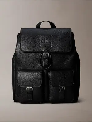Calvin Klein Bold Pebble Flap Backpack - Black