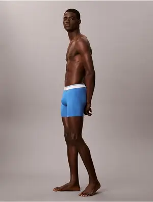 Calvin Klein Graphic Monogram Microfiber Stretch Rib Boxer Brief - Poseidon Blue