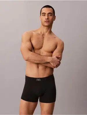 Calvin Klein Cotton Stretch Script Patch Trunk - Black