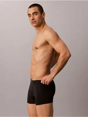 Calvin Klein Cotton Stretch Script Patch Trunk - Black