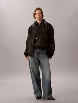Calvin Klein Denim Wash French Terry Full Zip Sweatshirt