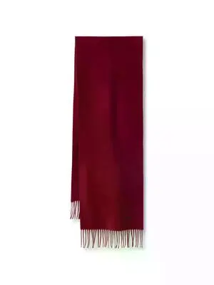 Moschino Fringed Logo-embroidered Wool Scarf - Red