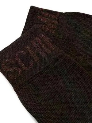 Moschino Logo-knit Ribbed Wool Gloves
