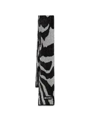 Moschino Zebra-pattern Logo-patch Scarf