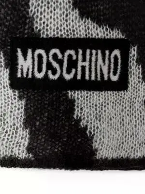 Moschino Zebra-pattern Logo-patch Scarf