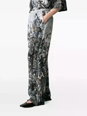 Munthe Abstract Print Elasticated Waist Trousers - Grey