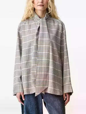 Munthe Check-pattern Pussy-bow Blouse - Neutrals