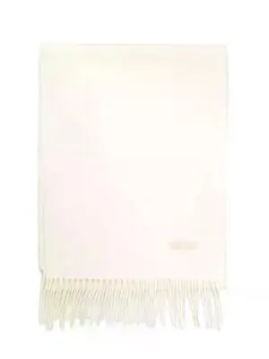 Moschino Logo-embroidered Fringed Scarf - Neutrals