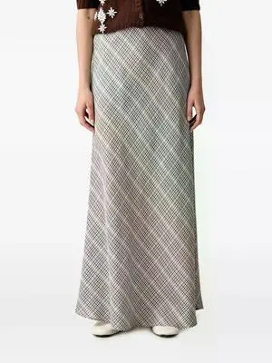 Munthe Checked Flared Maxi Skirt
