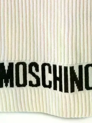 Moschino Logo-intarsia Ribbed Scarf - Neutrals