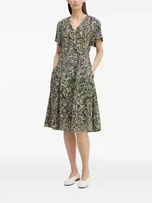 Marc O'polo Floral Print V-neck Short Sleeve Midi Dress