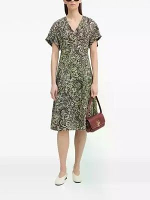 Marc O'polo Floral Print V-neck Short Sleeve Midi Dress