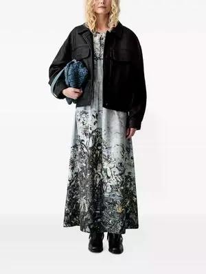 Munthe Abstract Print Puff Sleeve Maxi Dress