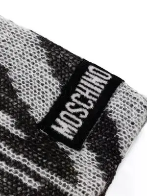 Moschino Logo-patch Zebra-pattern Beanie Hat