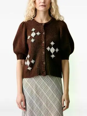 Munthe Crystal-embellished Puff Sleeve Cardigan