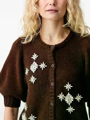 Munthe Crystal-embellished Puff Sleeve Cardigan