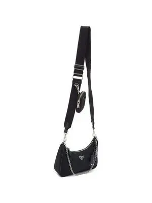 Prada Re-edition 2005 Crossbody Bag With Detachable Pouch - Black