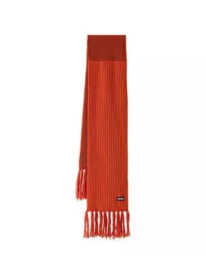 Moschino Ribbed-knit Fringed Scarf - Orange