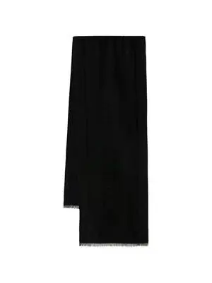 Moschino Logo-jacquard Fringed Wool Scarf - Black