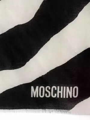 Moschino Zebra-print Frayed-edge Wool Scarf