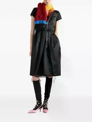 Prada Silk Duchesse Fit And Flare Dress - Black