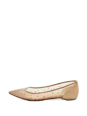 CHRISTIAN LOUBOUTIN Follies Strass Mesh Ballet Flats - Neutrals