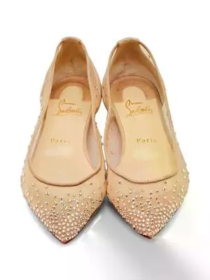 CHRISTIAN LOUBOUTIN Follies Strass Mesh Ballet Flats - Neutrals