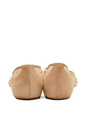 CHRISTIAN LOUBOUTIN Follies Strass Mesh Ballet Flats - Neutrals