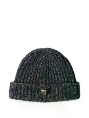 Prada Mouliné Cashmere And Wool Beanie - Blue