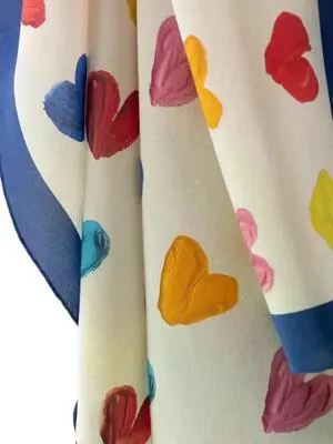 Moschino Heart-print Logo-detail Silk Scarf