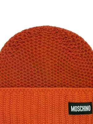 Moschino Patch Chunky Knit Wool Beanie