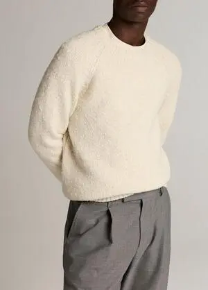 Vince Italian Merino Wool-blend Bouclé Raglan-sleeve Sweater - Bone