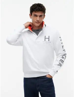 Tommy Hilfiger Intehno Knit Quarter-zip Sweatshirt - White