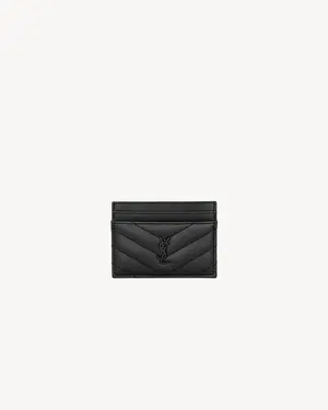 Saint Laurent Cassandre Matelassé Card Case In Grain De Poudre Leather
